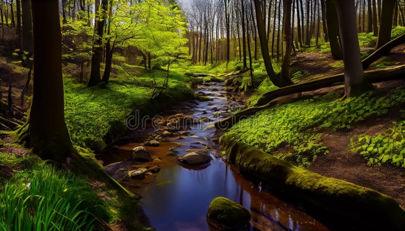 Forest and Steam in the Springtime Ai Generated Stock Illustration ...