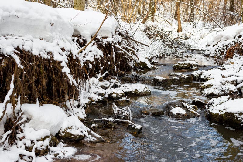 Stream in Winter stock image. Image of forest, north, snow - 272117
