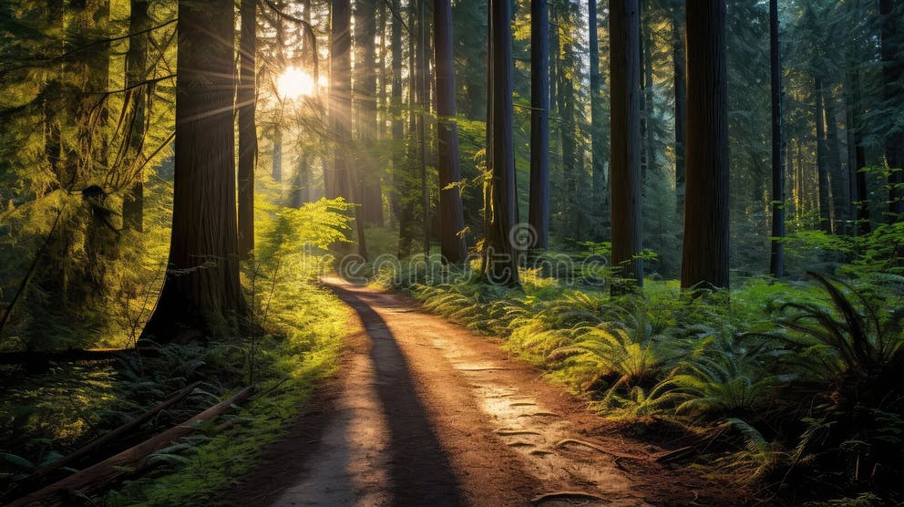 Forest sun shining down stock photo. Image of leaves - 375799218