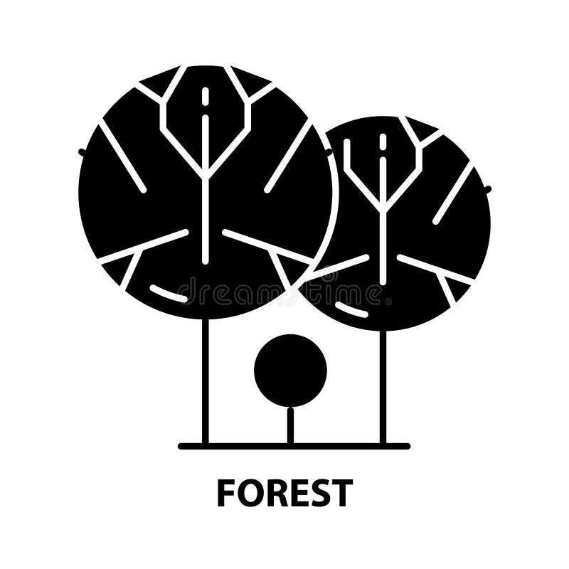 Forest Symbol Icon, Black Vector Sign with Editable Strokes, Concept ...