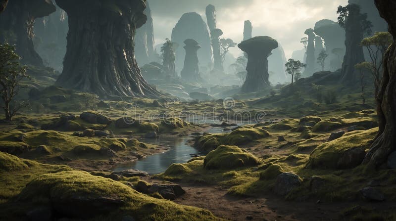 Forest Terrain Landscape on Unknown Alient Ai Generated Stock ...