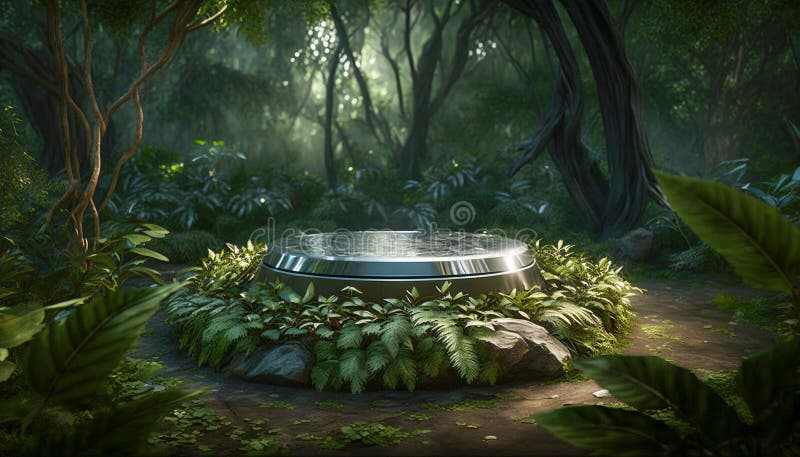 Forest Themed Product Display Stand, Generative AI Stock Illustration ...