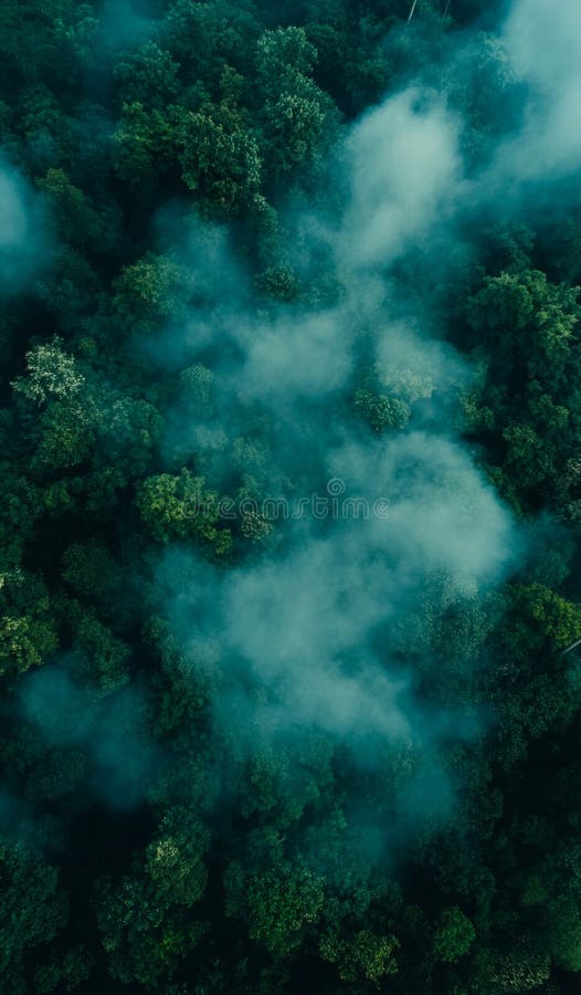 A Forest with a Thick Layer of Fog Stock Image - Image of green, layer ...