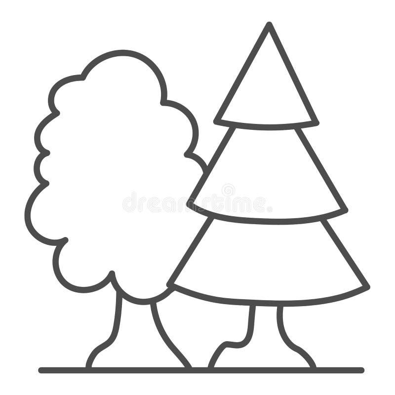 Forest Thin Line Icon. Trees Vector Illustration Isolated on White ...