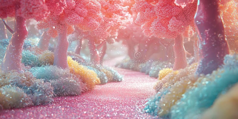 Forest of Towering, Bubblegum-colored Candy-covered Trees, Glittering ...