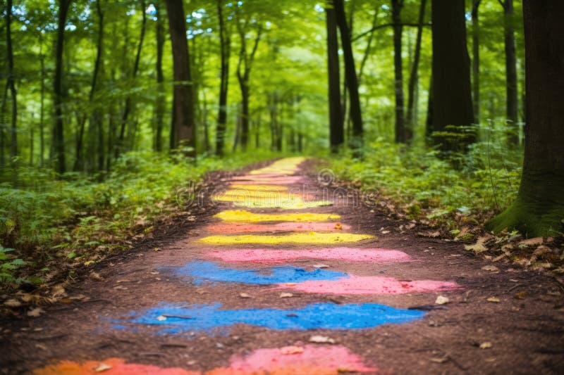 Forest Trail Marked with Biodegradable Paint To Guide Visitors Stock ...