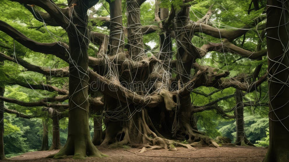 Forest tree cabling stock photo. Image of wonder, photograph - 389069678