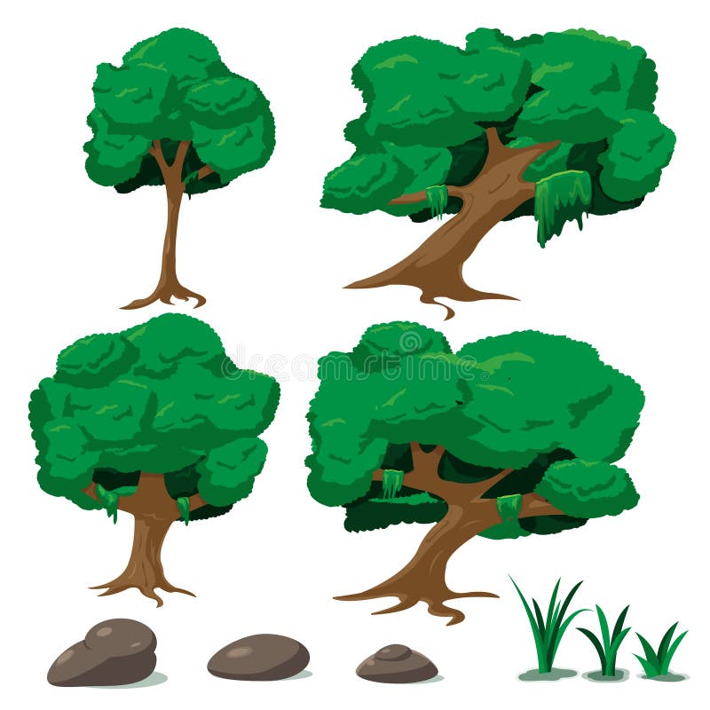 Forest Tree Cartoon Illustration Set Vector Stock Illustration ...
