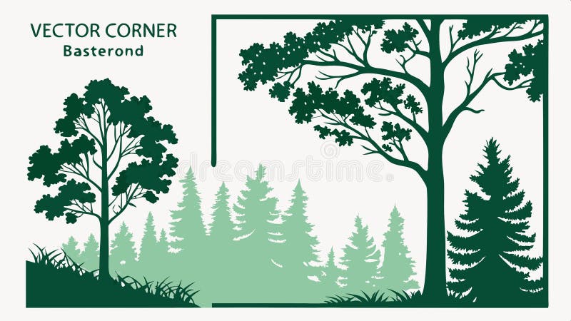 Tree Corner Border Frame in Cartoon Vector Illustration Stock Vector ...