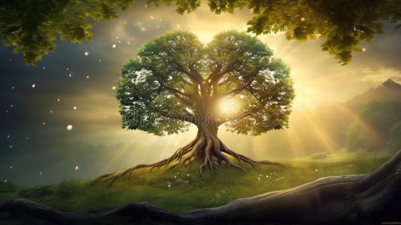 Forest tree of love stock illustration. Illustration of forest - 372886555