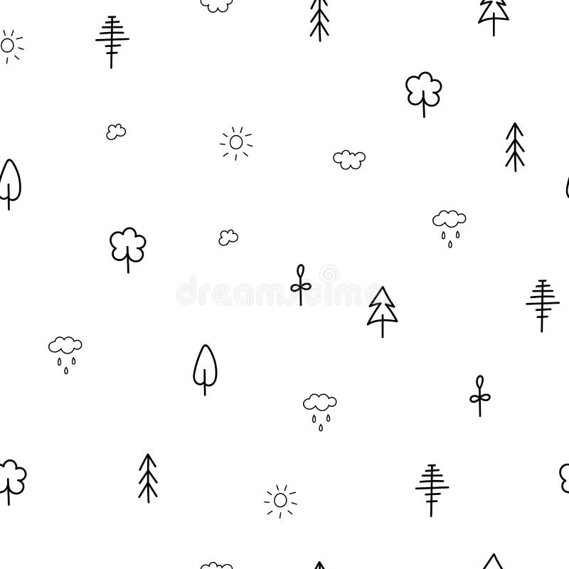 Forest Tree Nature Simple Seamless Pattern Stock Vector - Illustration ...