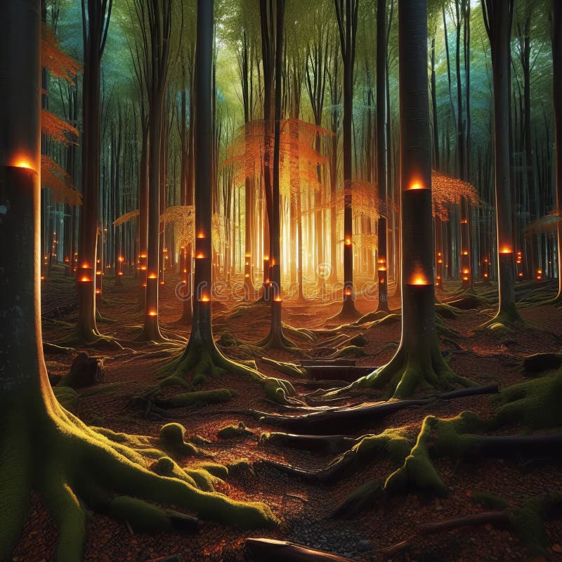 A Forest with Trees that Change Colors Based on People S Emotin Stock ...