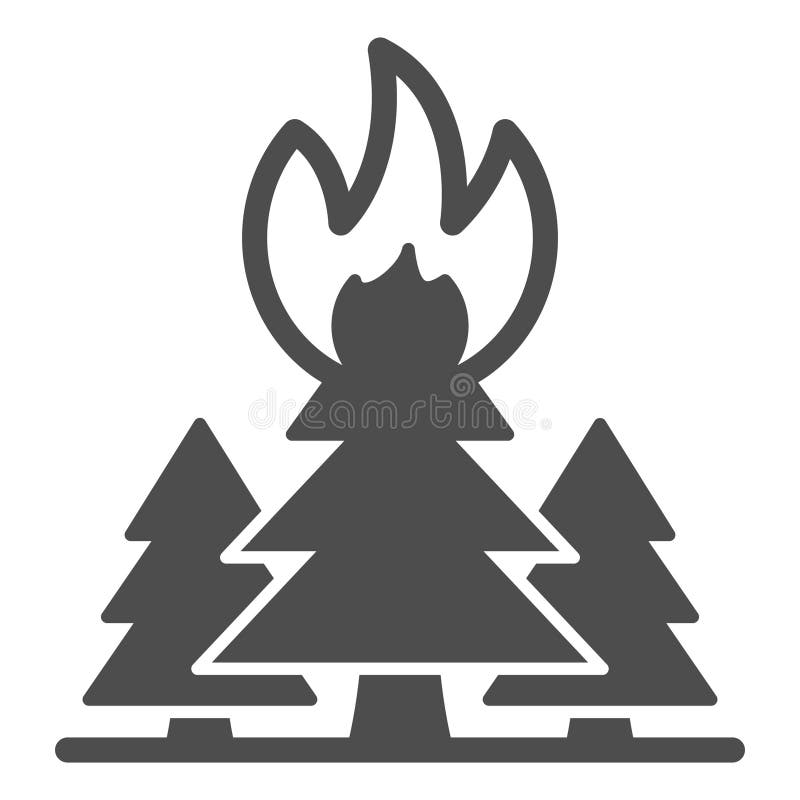 Forest Trees in Flames Solid Icon, Ecology Insurance Concept. Vector ...