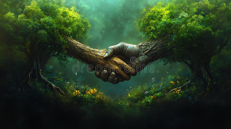 Forest Trees Handshake, Nature Harmony, Environmental Conservation ...