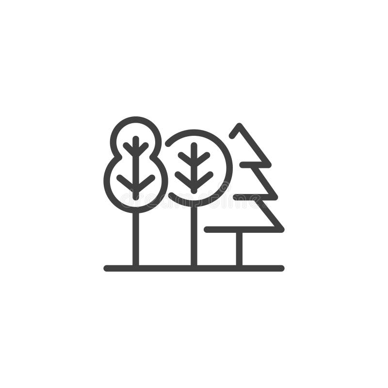 Forest Trees Road Sign Outline Icon Stock Vector - Illustration of ...