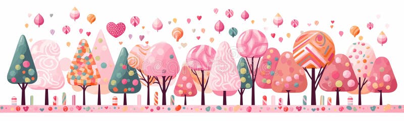 Forest with Trees Made of Candy and Sweets Vector Isolated Illustration ...