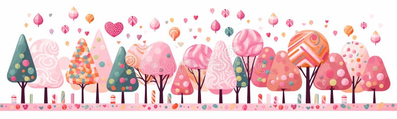 Forest with Trees Made of Candy and Sweets Vector Isolated Illustration ...