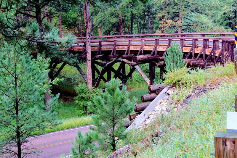 Close Up View of Log Bridge within the Black Hills of South Datota ...
