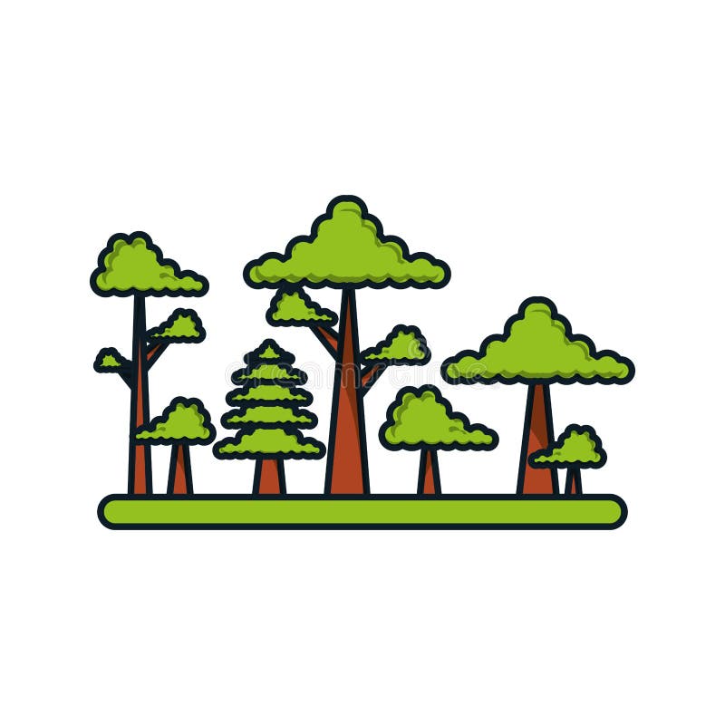 Forest with trees scene stock vector. Illustration of tree - 141270140