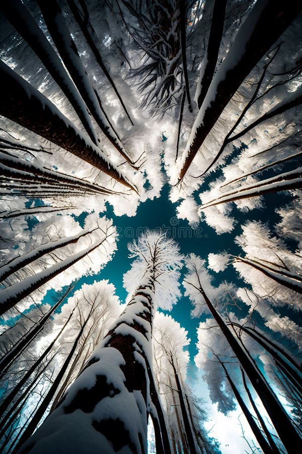 Forest Trees Seen from Below. Blue Sky View Stock Illustration ...