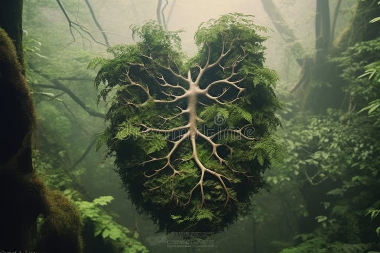 Forest Trees in Shape of Lungs Pair, Climate Change Concept Art ...