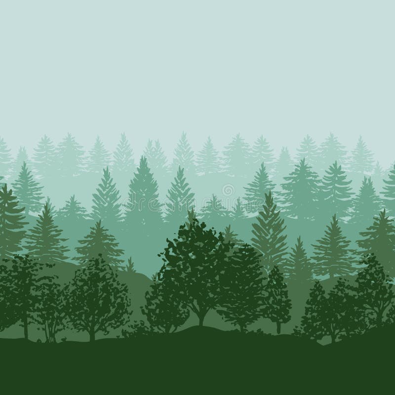 Forest Trees Silhouettes Background Stock Vector - Illustration of ...