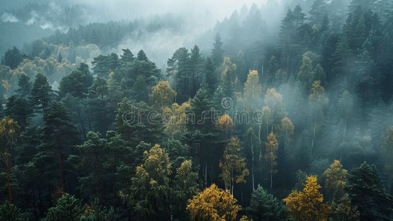 A Forest with Trees in Various Stages of Fall Stock Image - Image of ...
