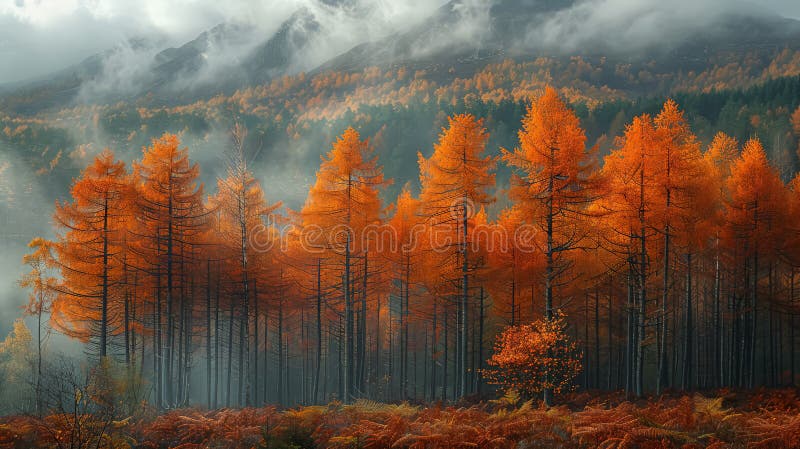 A Forest with Trees in Various Stages of Fall. Stock Image - Image of ...