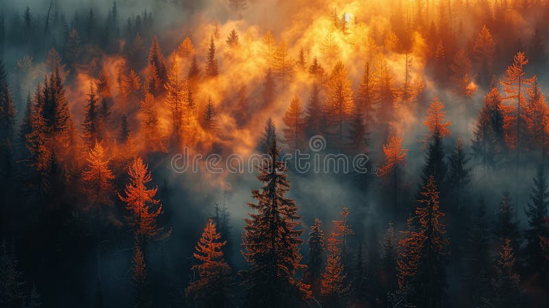 A Forest with Trees in Various Stages of Fall. Stock Image - Image of ...