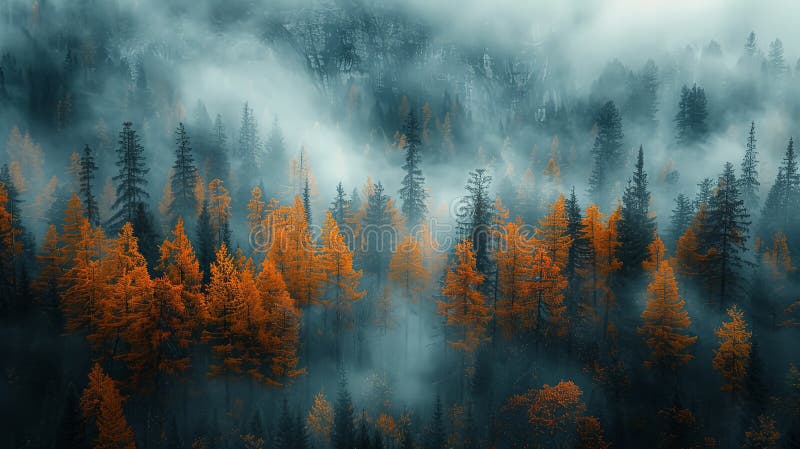 A Forest with Trees in Various Stages of Fall. Stock Image - Image of ...