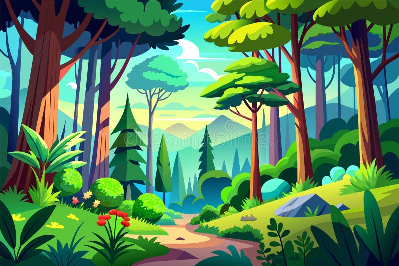 Forest Vector Illustration Cartoon Cute Clipart Stock Vector ...