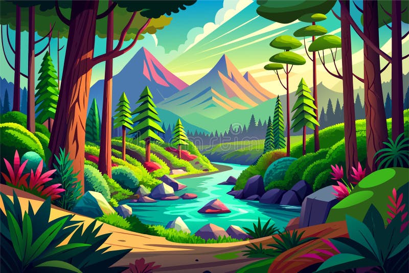 Forest Vector Illustration Cartoon Cute Clipart Stock Vector ...