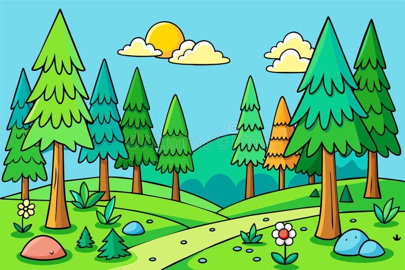 Forest Vector Illustration Cartoon Cute Clipart Stock Vector ...