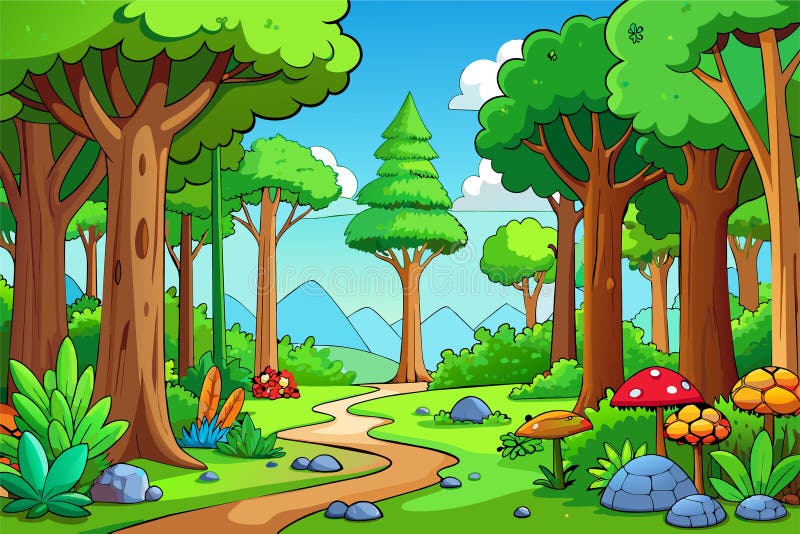 Forest Vector Illustration Cartoon Cute Clipart Stock Vector ...