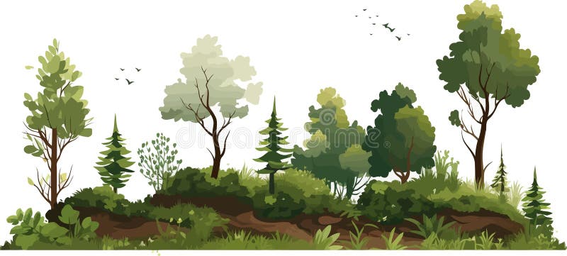 Forest Vegetation Set Isolated Vector Style Illustration Stock Vector ...
