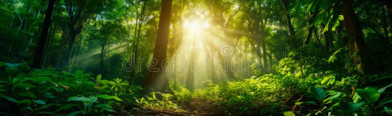 Forest with Vibrant Trees and Diverse Flora, Emphasizing the Importance ...