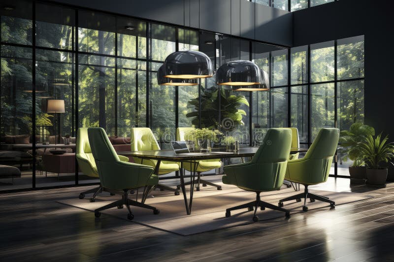 Forest View Conference Room: Modern Design Meets Nature. Stock Image ...