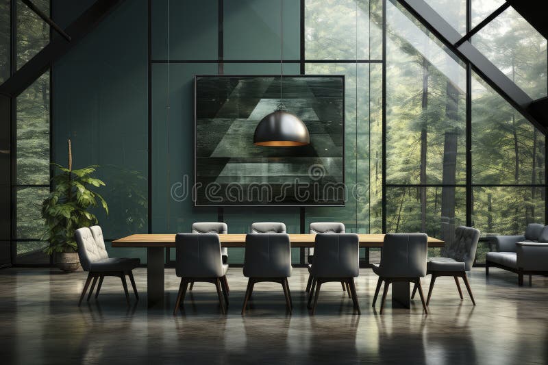 Forest View Conference Room: Modern Design Meets Nature. Stock Image ...