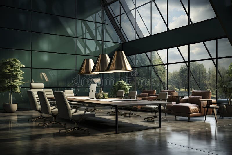 Forest View Conference Room: Modern Design Meets Nature. Stock Image ...