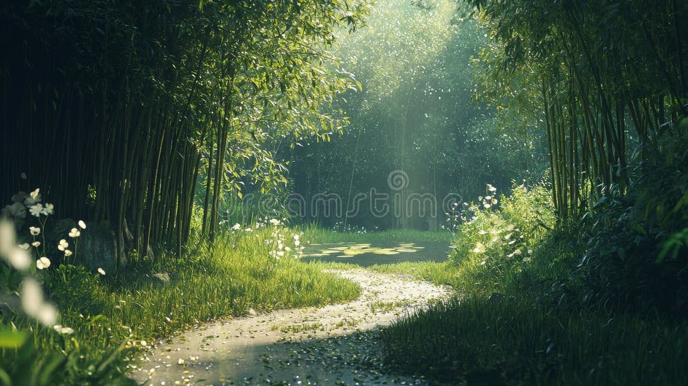 Forest Walkway in the Sunlight through Green Nature Stock Image - Image ...