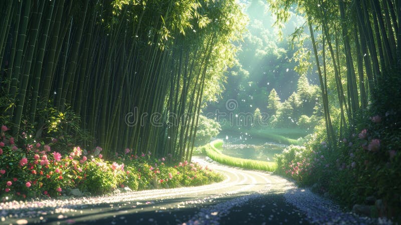 Forest Walkway in Sunlight, a Peaceful Walk through Green Nature Stock ...