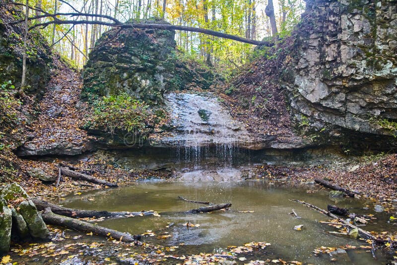Forest Waterfall Dripping with Cliffs and Muddy Water Stock Image ...