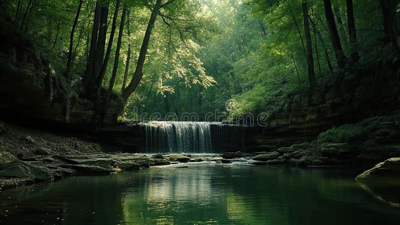 Forest Waterfall Landscape stock image. Image of forest - 349240809
