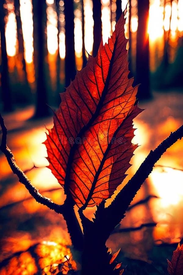 Forest Whispers. Single Leaf in a Dark Forest Stock Image - Image of ...