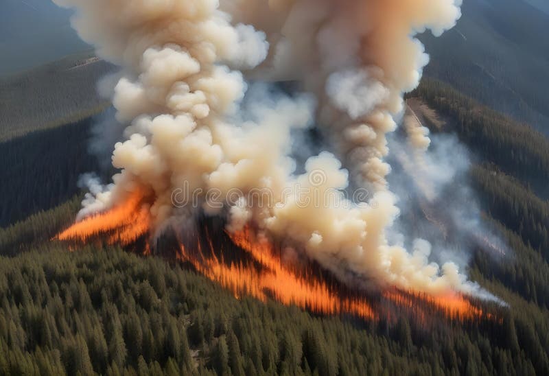 Forest Wildfire Flames Ashes Smoke Causing Destruction To Trees ...