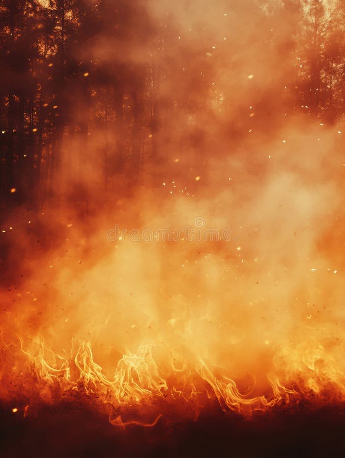 Forest Wildfire Unleashes Flames and Smoke, Creating a Dramatic Impact ...