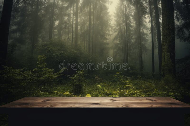Forest Wooden Table. Generate Ai Stock Illustration - Illustration of ...