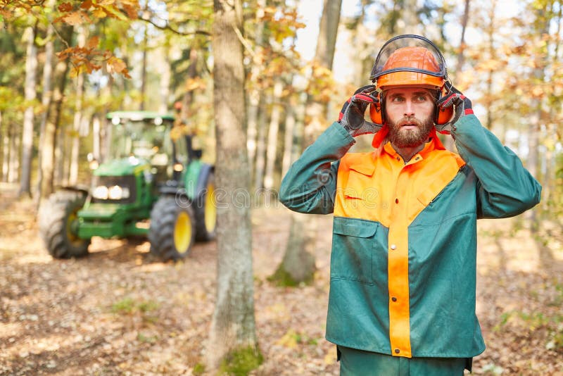 Forest Farmer As a Woodcutter in Protective Gear Stock Photo - Image of ...
