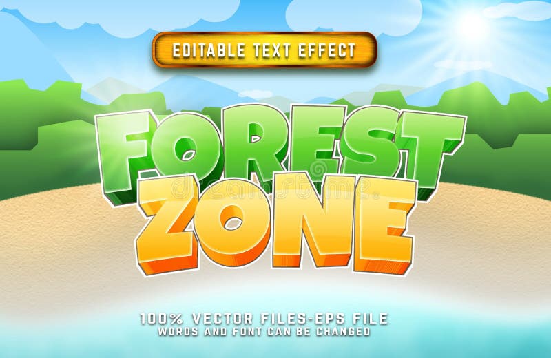 Forest Zone 3d Cartoon Text Effect Premium Vectors Stock Vector - Illustration of pattern ...