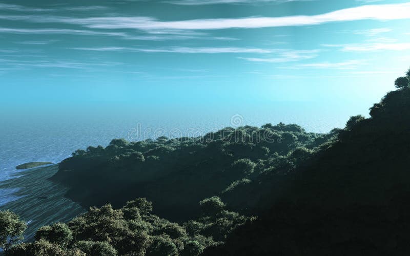 Forested coastline stock image. Image of coastal, three - 18606445